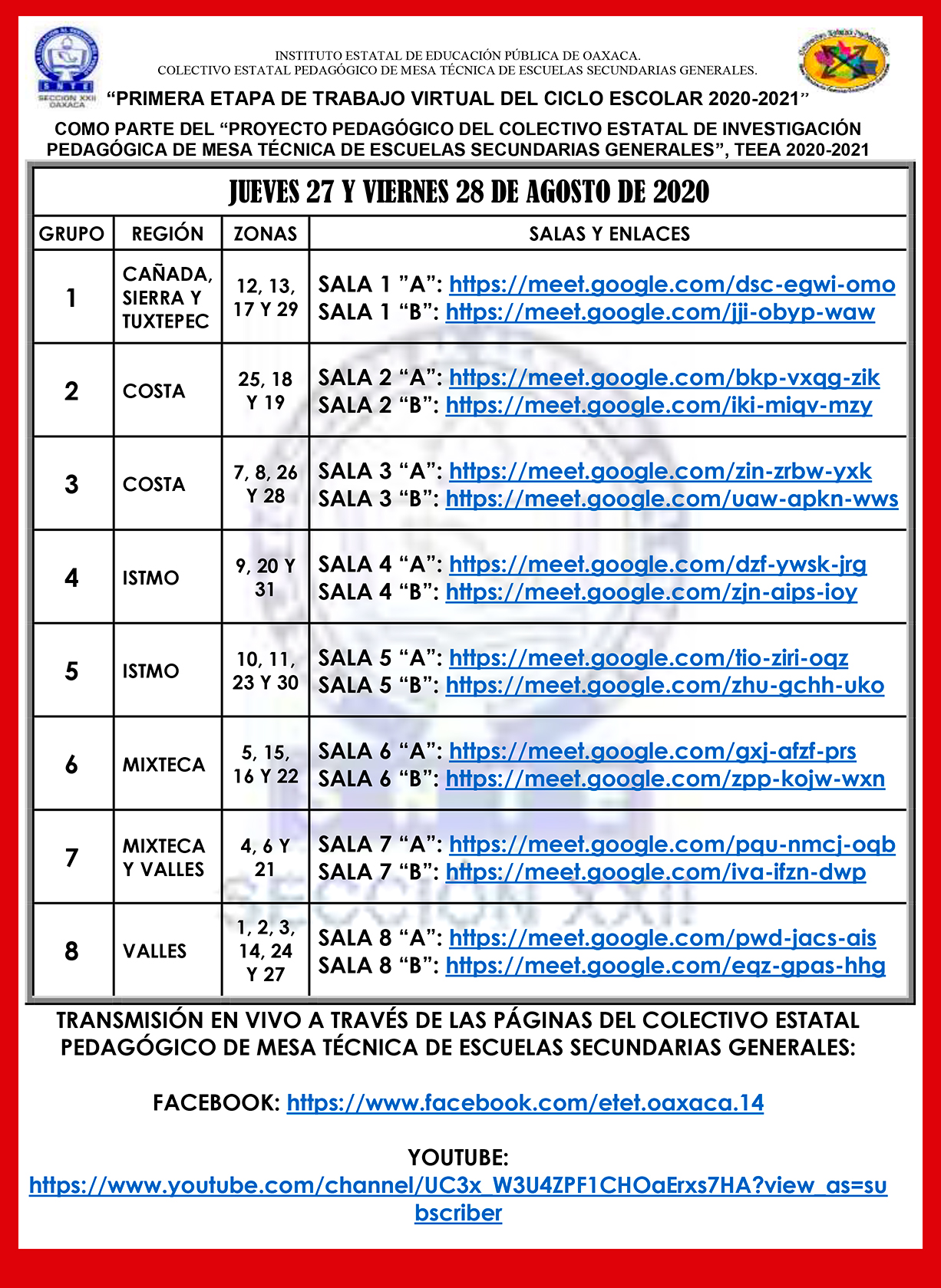 Convocatoria Primera Etapa Virtual Del Teea 2020 2021 Secundarias